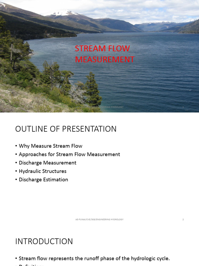 Stream Flow Lecture Final1 | PDF | Hydrology | Discharge (Hydrology) Stream Flow Lecture Final1 | PDF | Hydrology | Discharge (Hydrology)