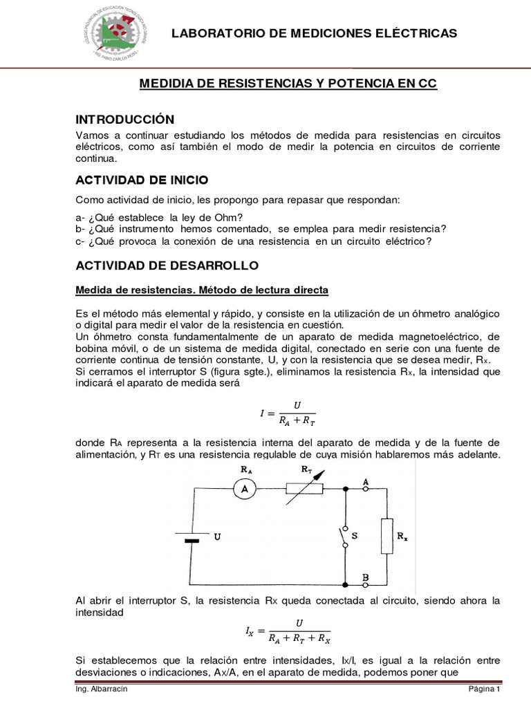 Cuarto Apunte de Lab de Med Eléct.1-1 | PDF | Ciencia y matemáticas
