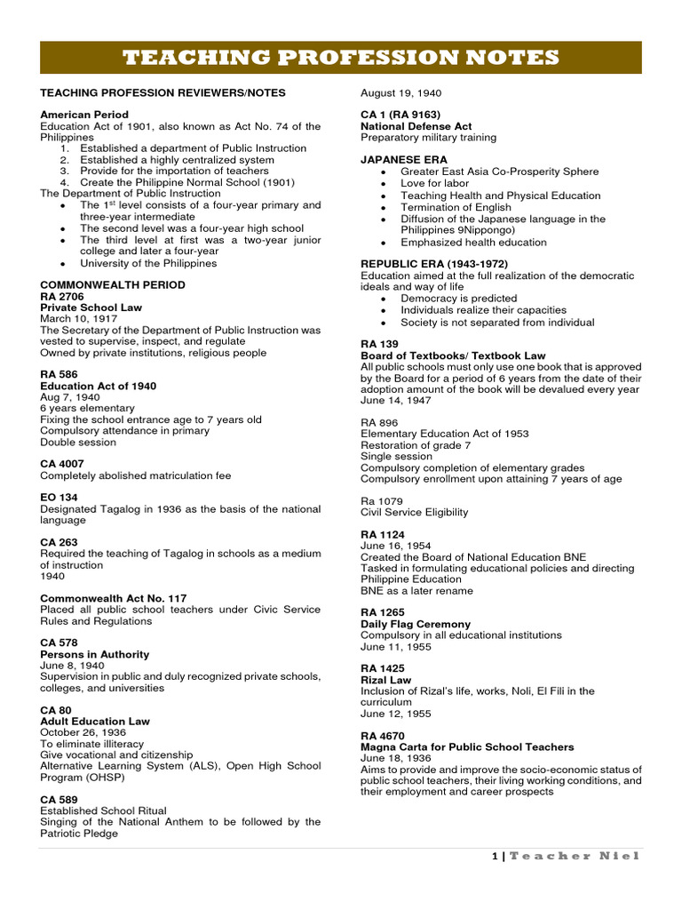 101 - Teaching Profession Notes | PDF | Learning | Teachers