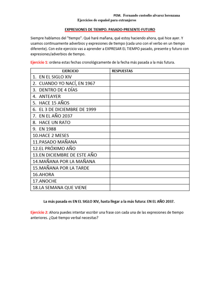Expresiones Temporales: Pasado, Presente y Futuro | PDF