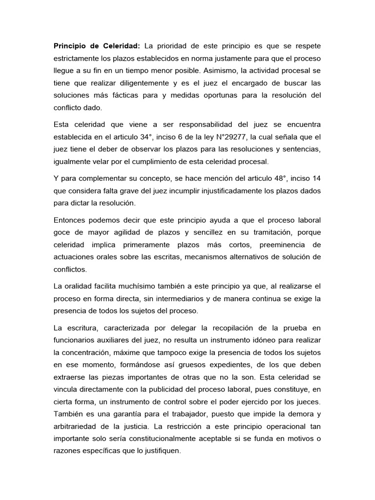 Principio de Celeridad | PDF