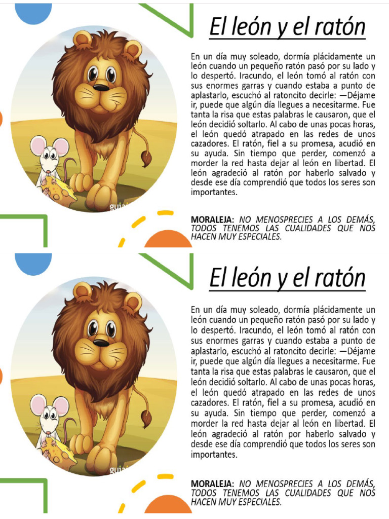 El Leon y El Raton Fabula | PDF