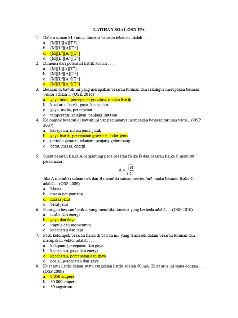 Latihan Soal Osn Ipa | PDF