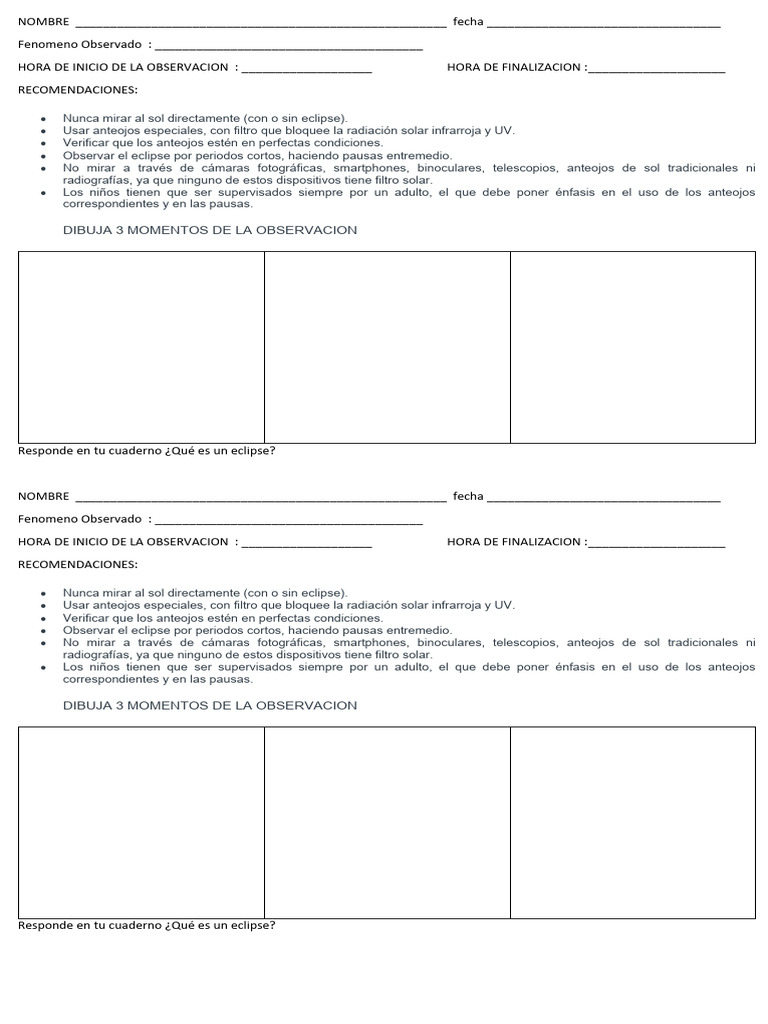 Ficha de Observacion Eclipse | PDF