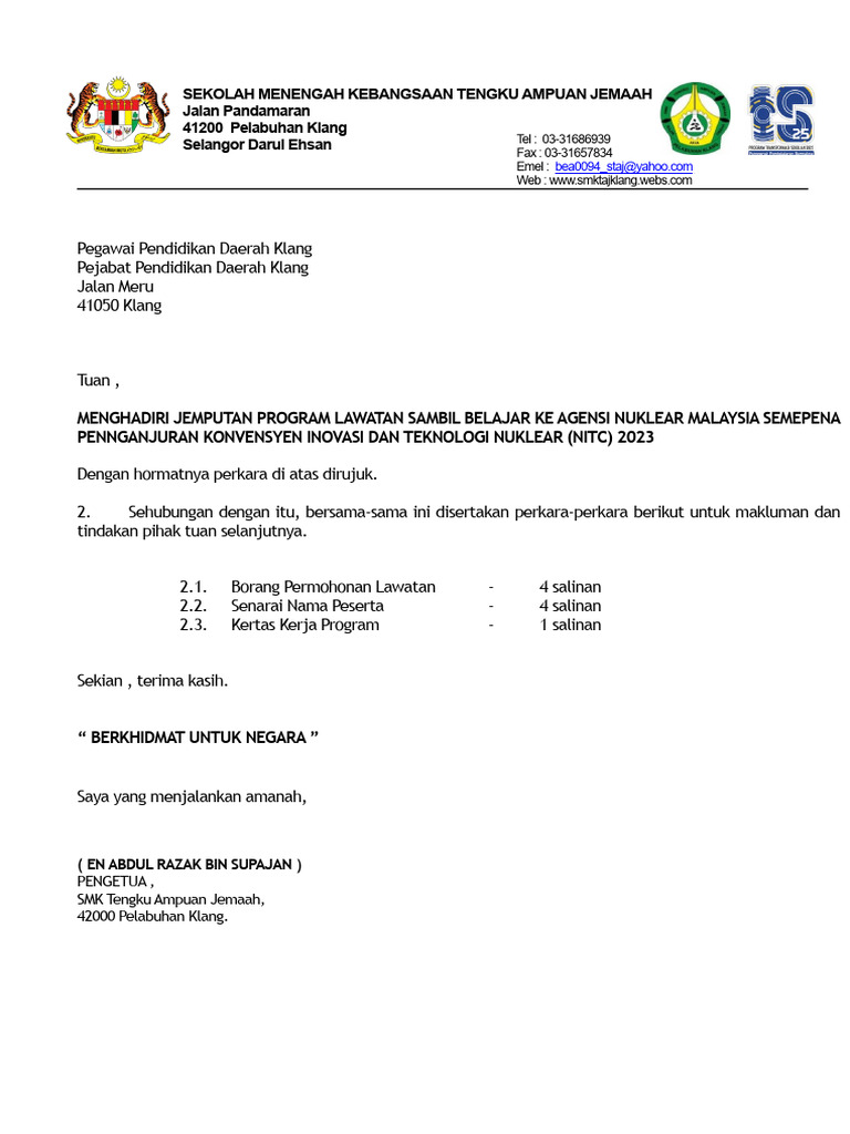 SURAT LAWATAN KE PPD (Untuk Rujukan) | PDF