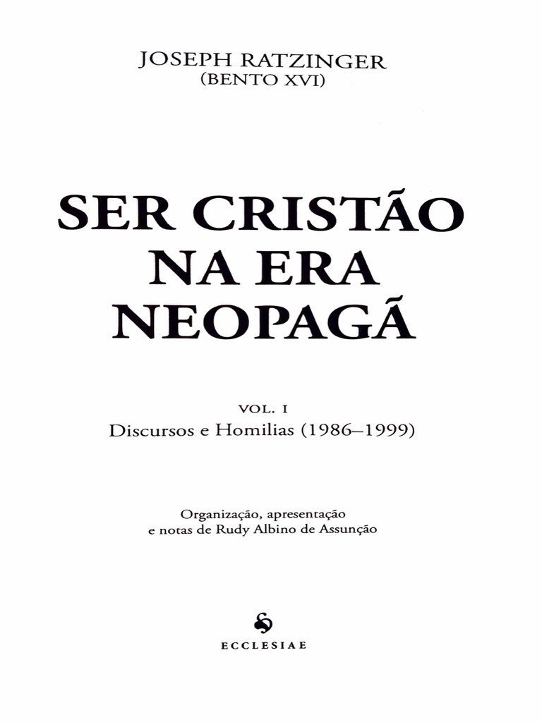 RATZINGER Joseph ASSUNCAO Rudy Albino de | PDF | Papa Bento XVI ...