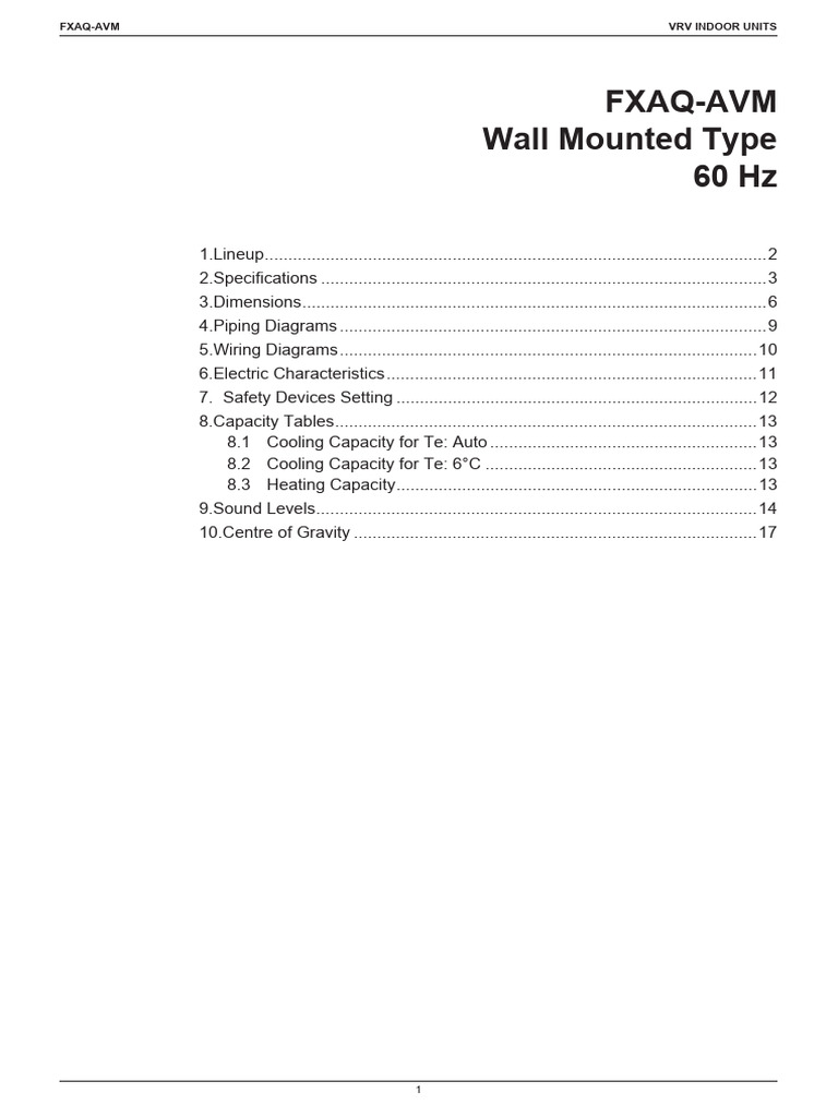 Fxaq-Avm Wall Mounted Type 60 HZ | PDF | Air Conditioning | Fuse (Electrical)