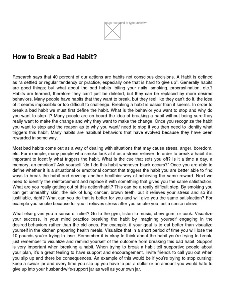 How To Break A Bad Habit | PDF | Habits | Mental Processes
