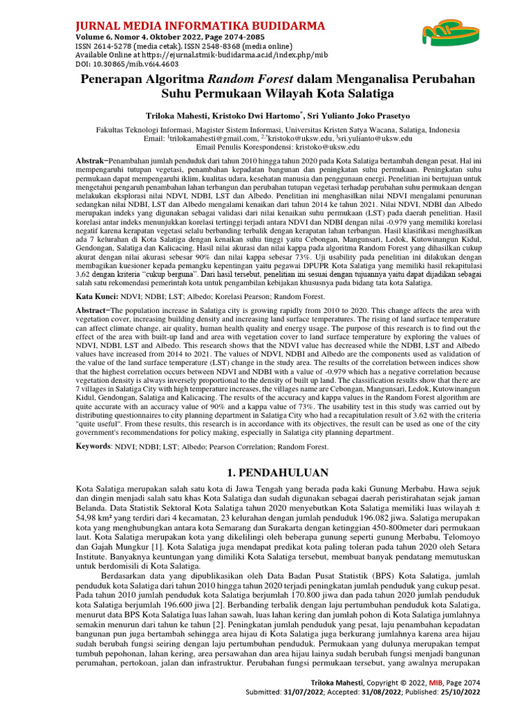 Penerapan Algoritma Random Forest Dalam Menganalisa Perubahan Suhu ...