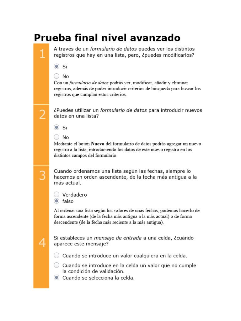 Prueba Final Nivel Avanzado | PDF | Microsoft Excel | Xml