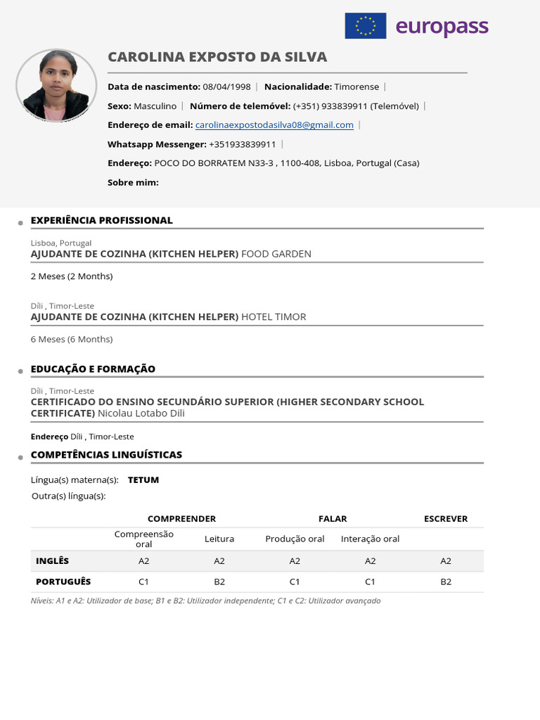 Carolina Exposto Da Silva CV | PDF