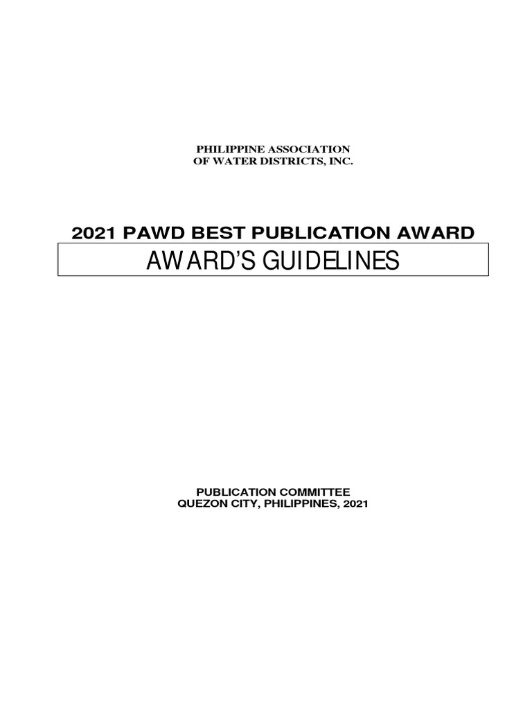 2021 PAWD Best Publication Award Guidelines | PDF | Information | Magazines