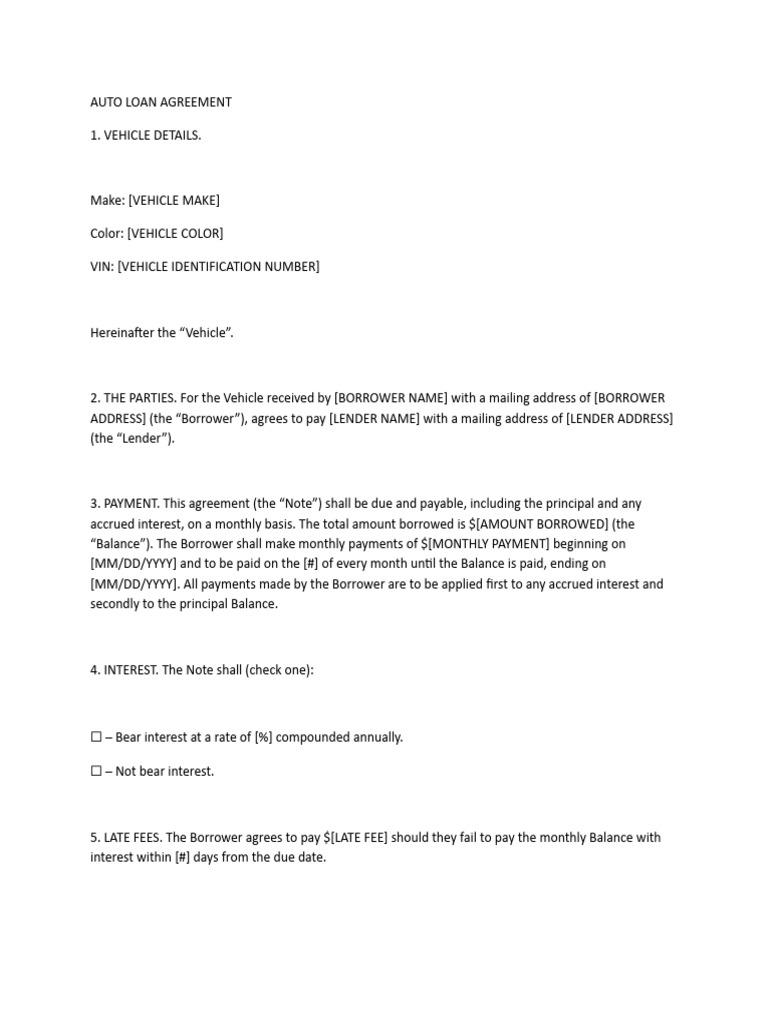 Auto Loan Agreement | PDF | Loans | Debt