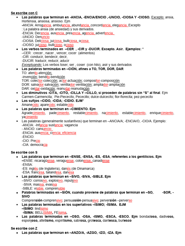 Palabras que terminan en cioso y ciosa | PDF | Predicado (Gramática ...