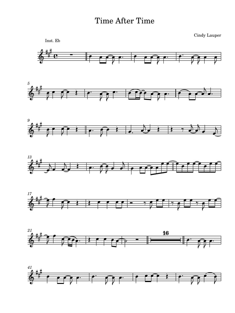 Time After Time | PDF | Pop Songs | American Pop Songs