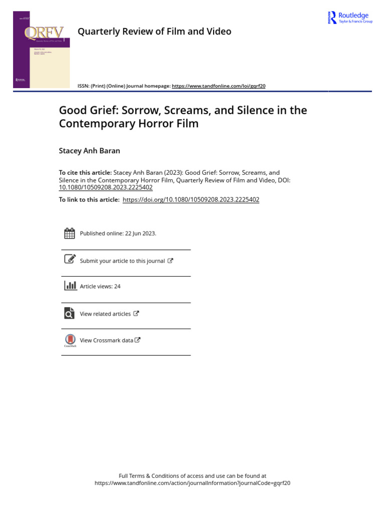 Good Grief: Sorrow Screams and Silence in The Contemporary Horror Film ...