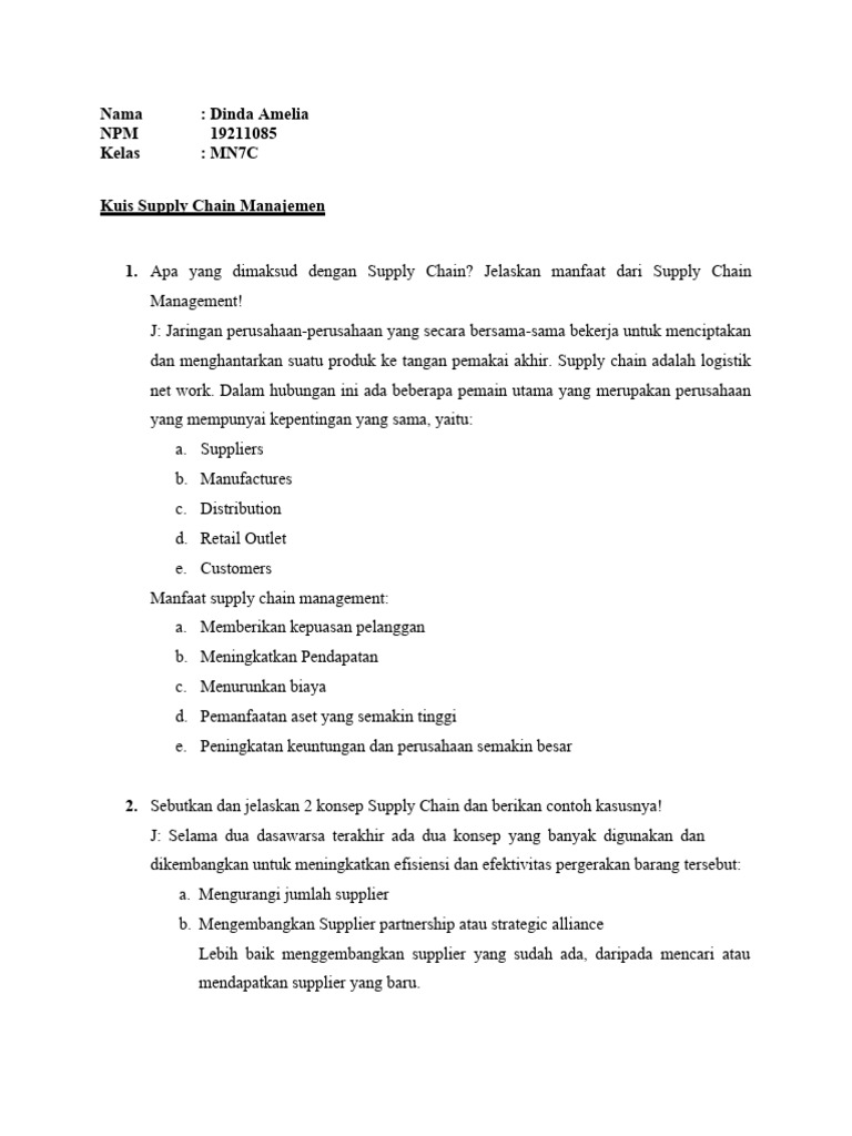 Soal Supply Chain Management | PDF Soal Supply Chain Management | PDF