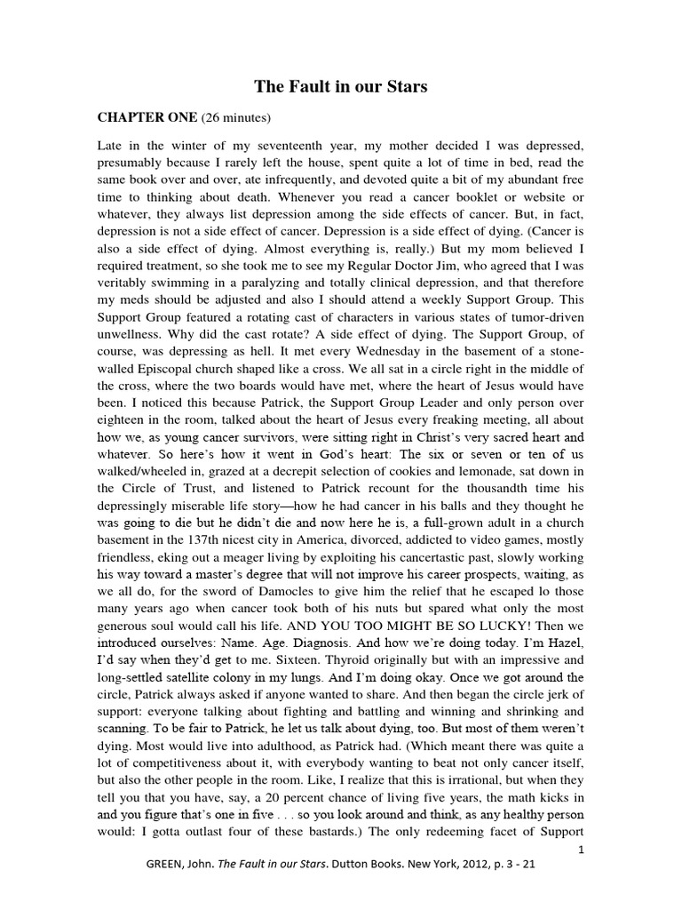 The Fault in Our Stars - CHAPTER 1 - 7 Pages & 26 Minutes | PDF