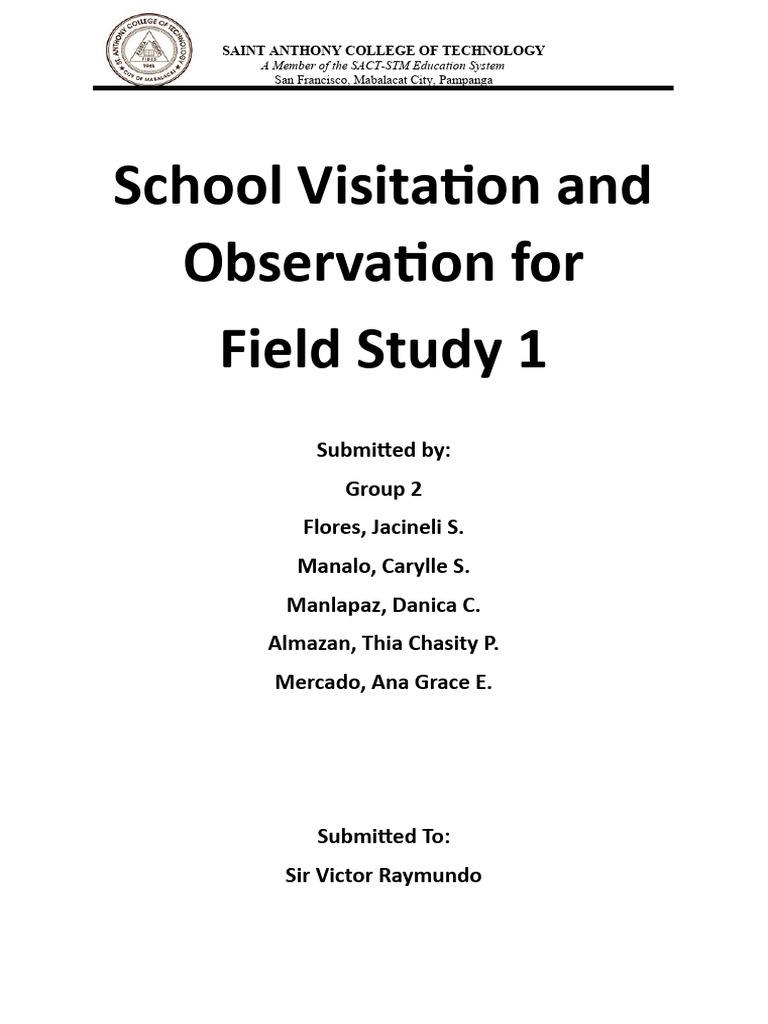 FS1 Observation Report | PDF | Classroom | Teachers