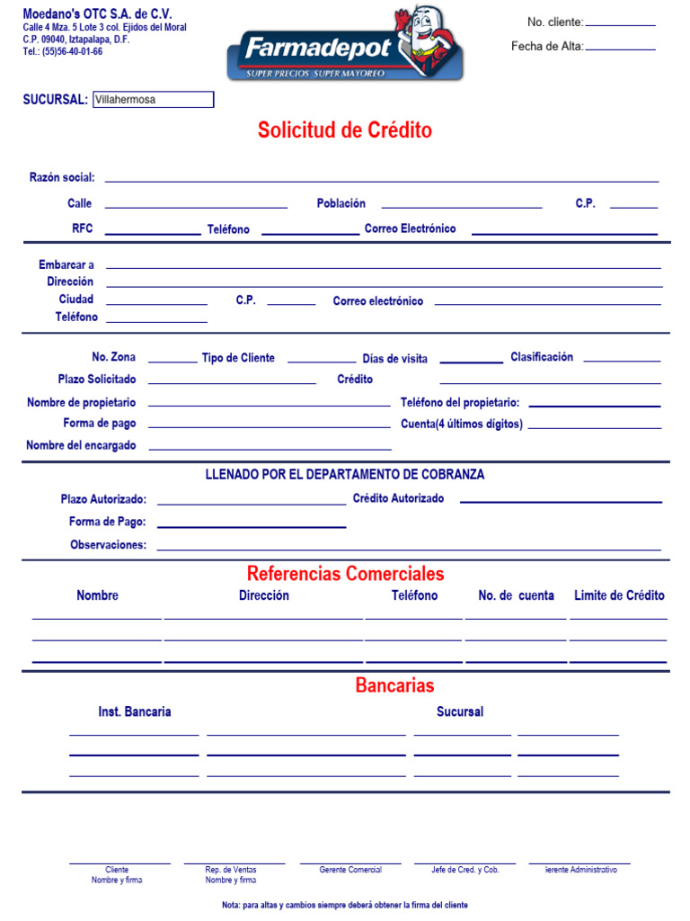 Solicitud de Alta de Cliente FARMADEPOT | PDF