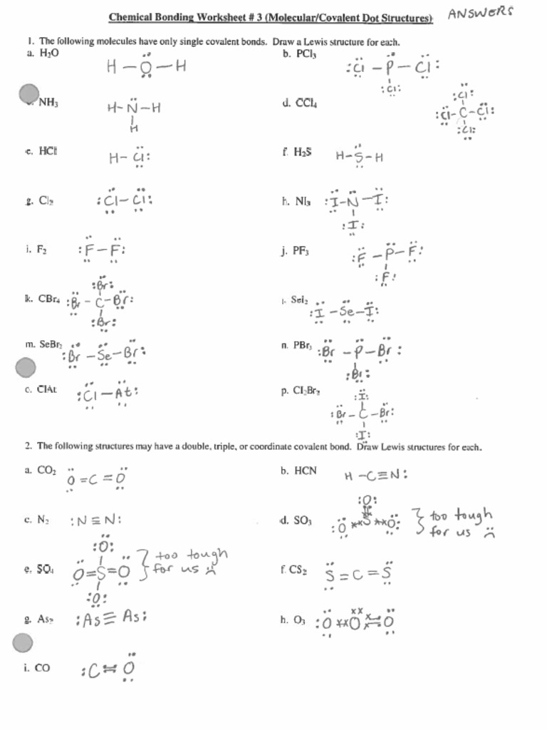 3u Covalent Bonding Worksheet 3 4 | PDF