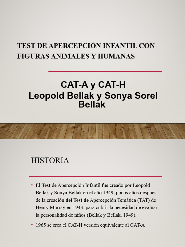 Cat-A Y Cat-H Leopold Bellak y Sonya Sorel Bellak: Test de Apercepción ...