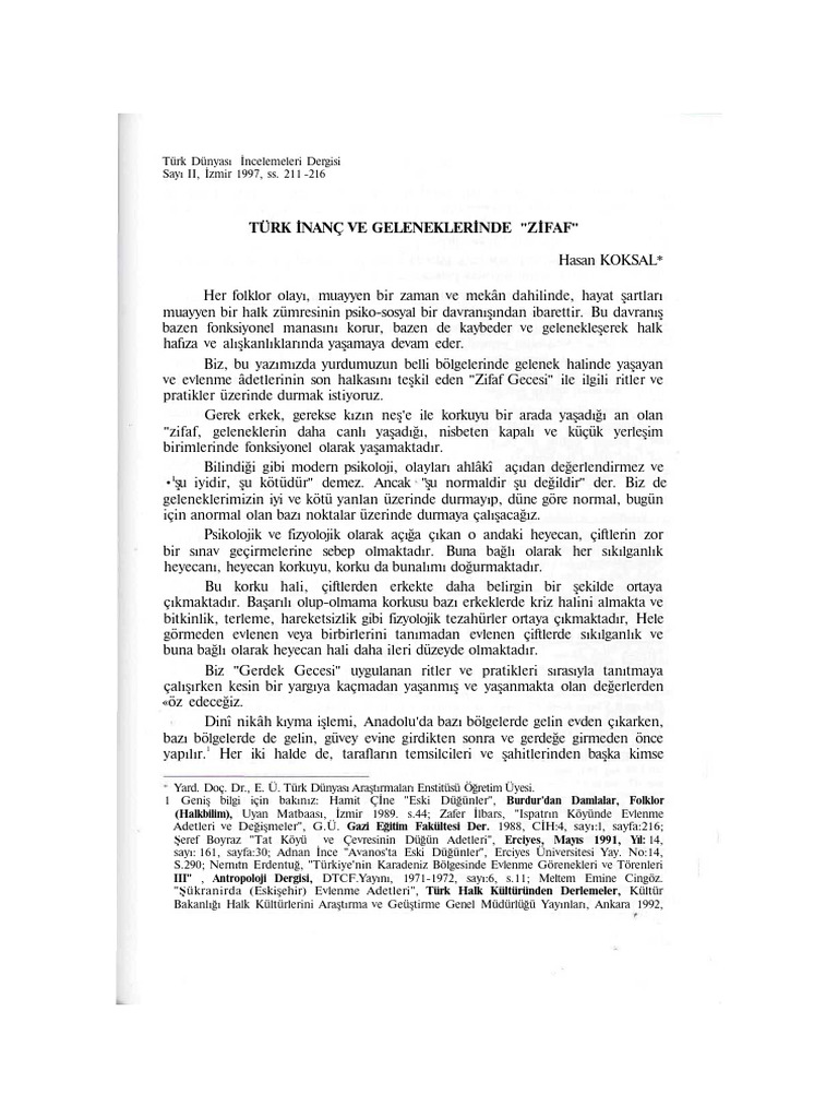 443-7-Turk Inanc Ve Geleneklerinde - Zifaf (Hasan Koksal) | PDF