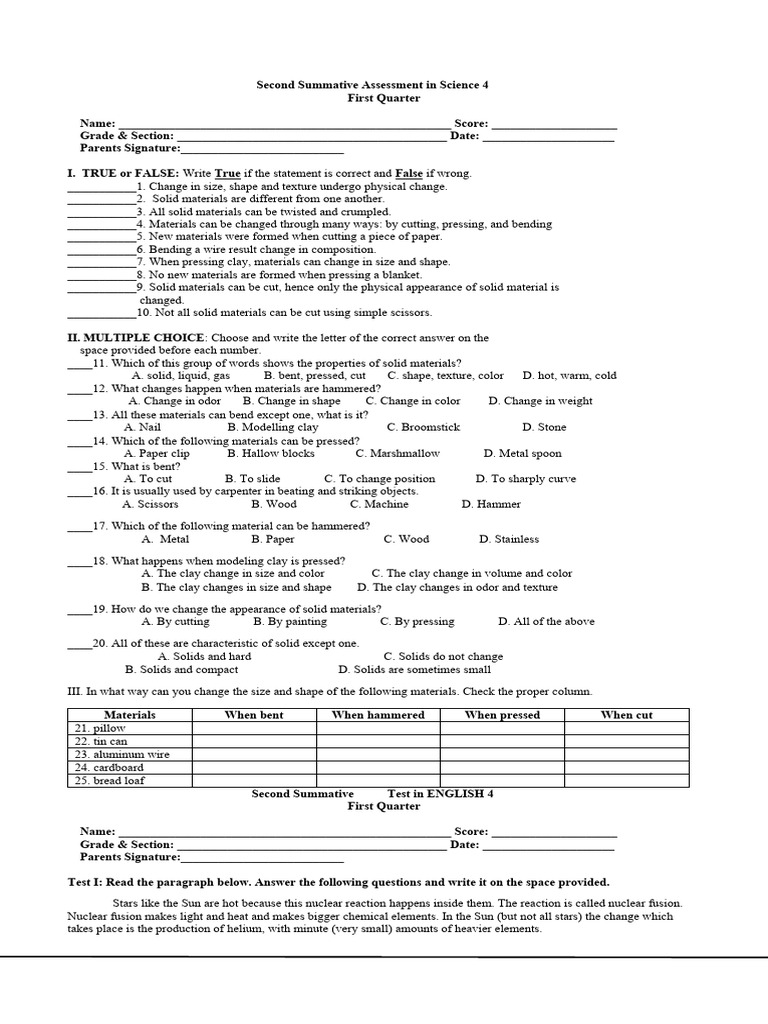 2nd Summative Test | PDF