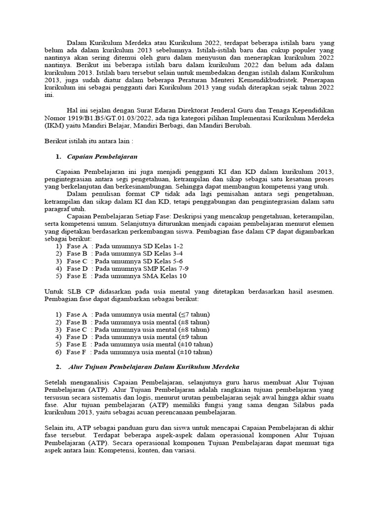 Artikel Dalam Kurikulum Merdeka | PDF