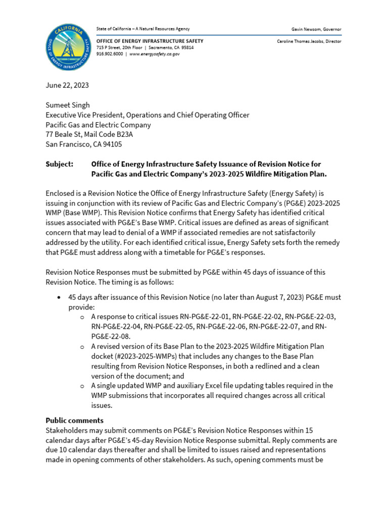 PG&E Revision Notice | PDF