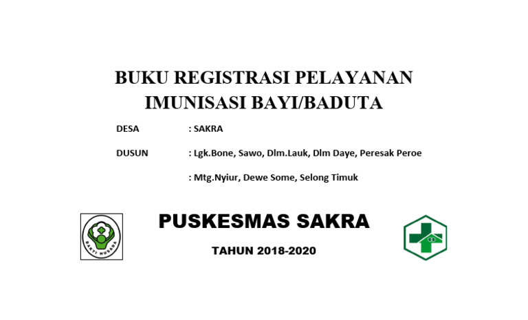 Cover Register Imunisasi Puskesmas 2021 | PDF