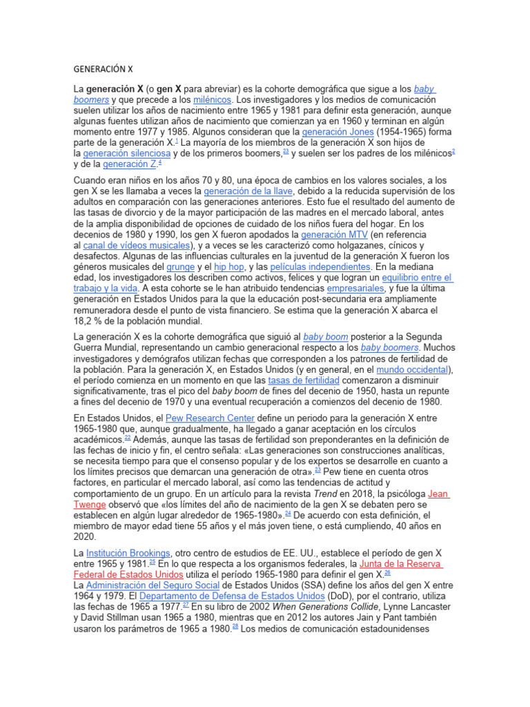 GENERACIÓN X y | PDF