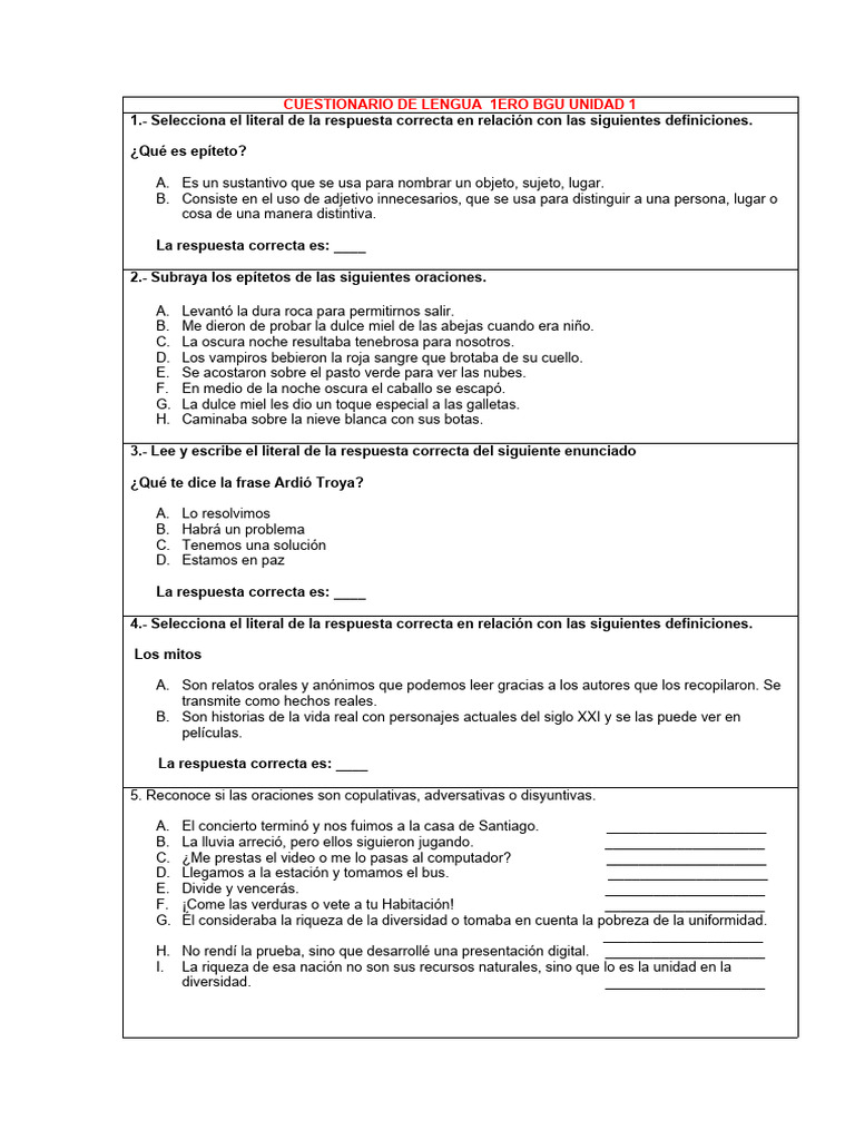 Cuest Lengua1bgu Uni1 | PDF