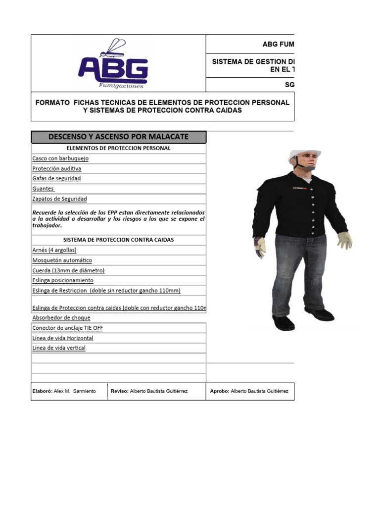 Formato Fichas Tecnicas Epp - Andamios Trabajo en Alturas | PDF ...