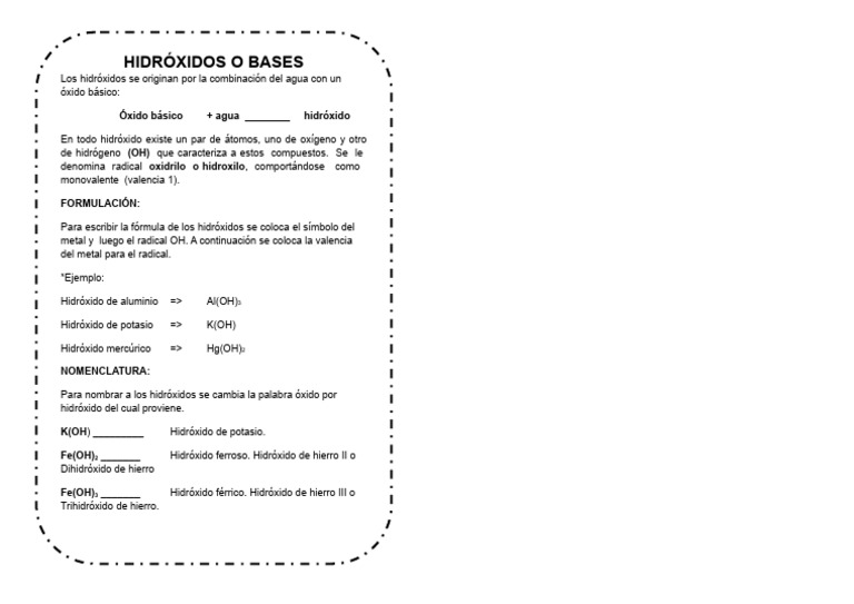 hidròxidos EJERCICIOS | PDF