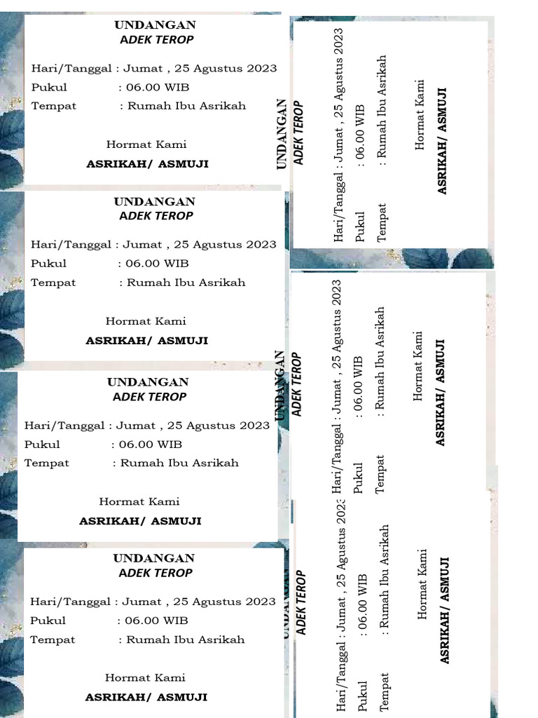 Undangan Pernikahan Adek Terop | PDF