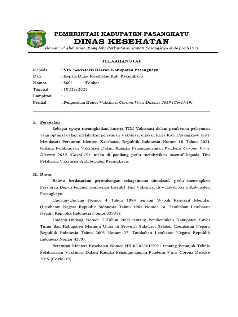 TELAAHAN STAF Vaksinator | PDF