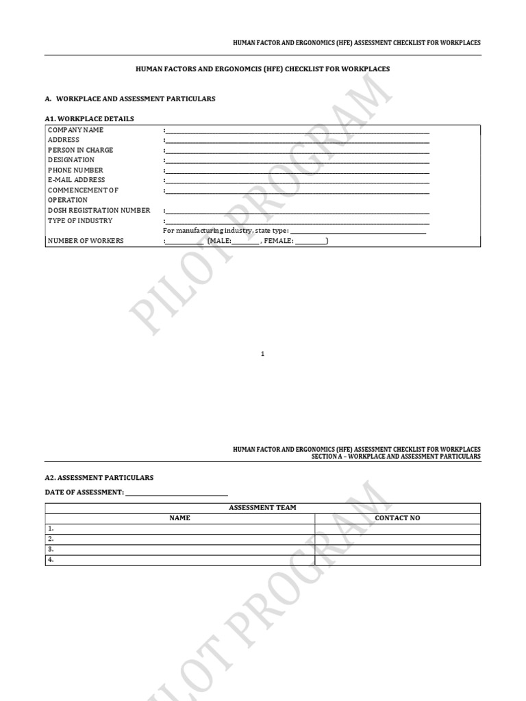 HFE Checklist (Jan 2023) - 020331 | PDF | Human Factors And Ergonomics ...