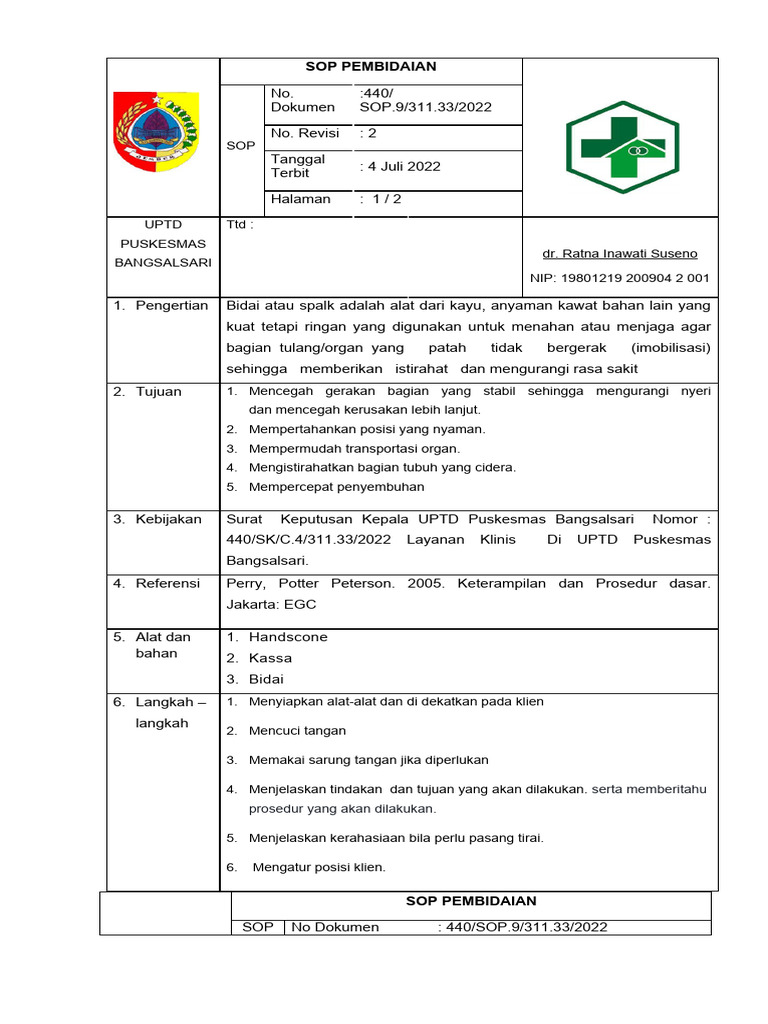 SOP PEMBIDAIAN (1) | PDF