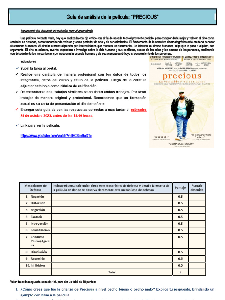 Análisis de la película "Precious" | PDF | Conceptos psicologicos | Sicología