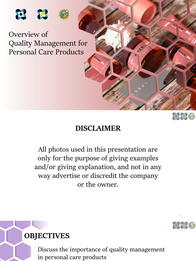 DOST-ITDI Overview of Quality Management For Personal Care Products 10 ...