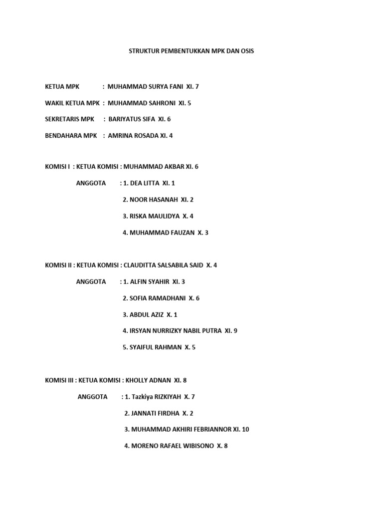 Struktur MPK Dan Osis. | PDF