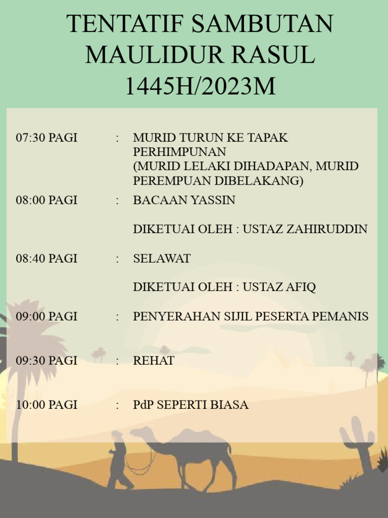 Tentatif Sambutan Maulidur Rasul 1445H | PDF