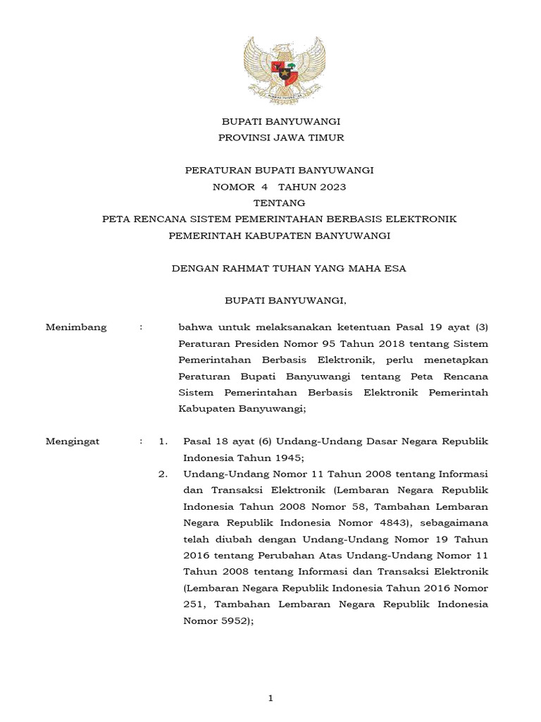 PERBUP NO 4 TAHUN 2023 TENTANG Peta Rencana SPBE | PDF