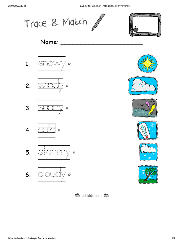 Weather Trace and Match Worksheet | PDF