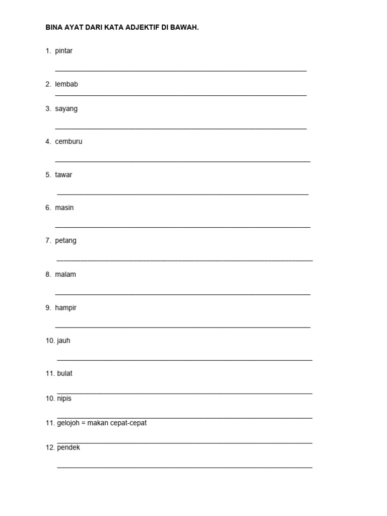 bina ayat adjektif | PDF