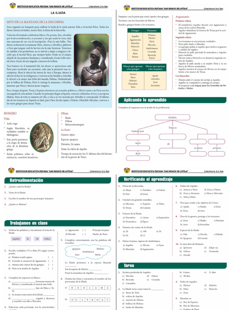 FICHA 1RO SEC. ILIADApdf | PDF