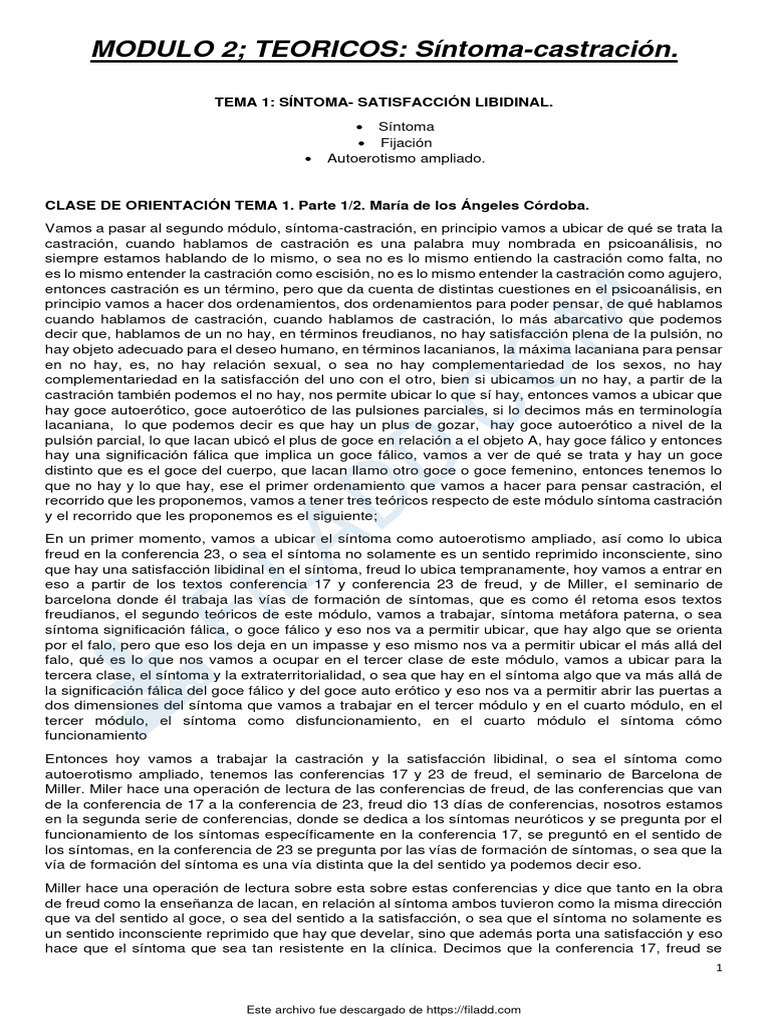 Síntoma y Satisfacción Libidinal en Psicoanálisis | PDF | Jacques Lacan ...