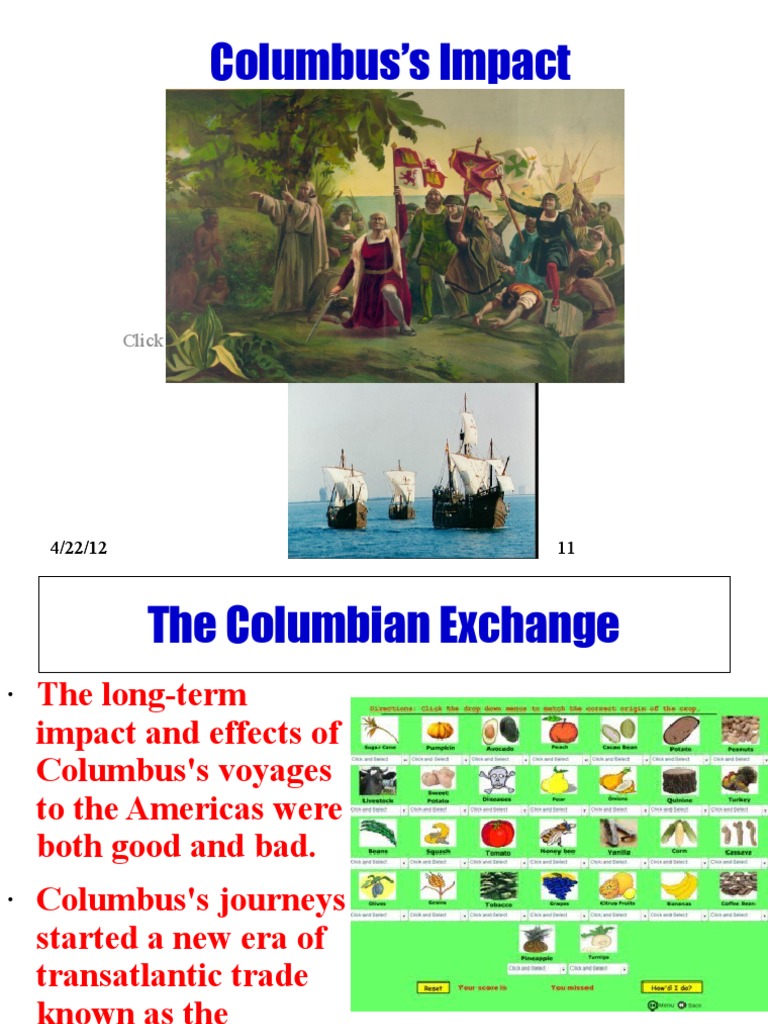 Columbus's Impact: Click To Edit Master Subtitle Style | PDF | North ...