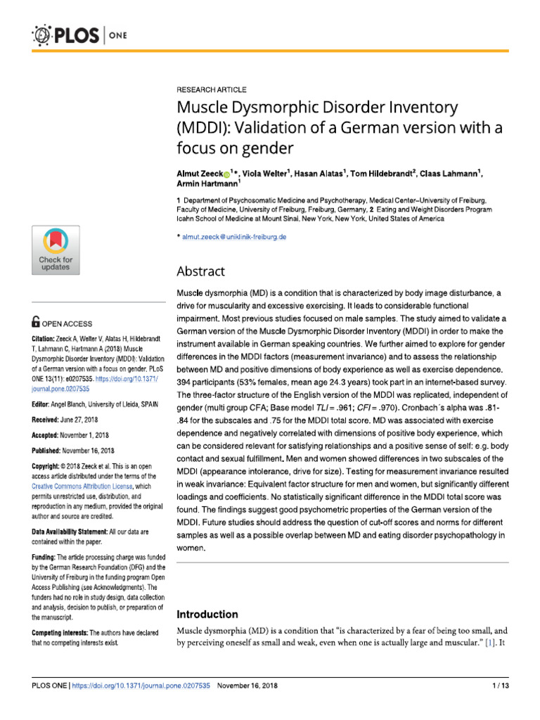 Muscle Dysmorphic Disorder Inventory | PDF